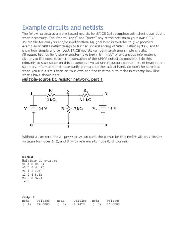 SPICE Netlists and Circuit Examples | PDF | Bipolar Junction Transistor | Spice