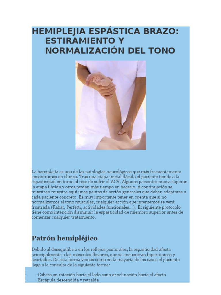 Hemiplejia Espástica Brazo | PDF | Mano | Extremidades (anatomía)