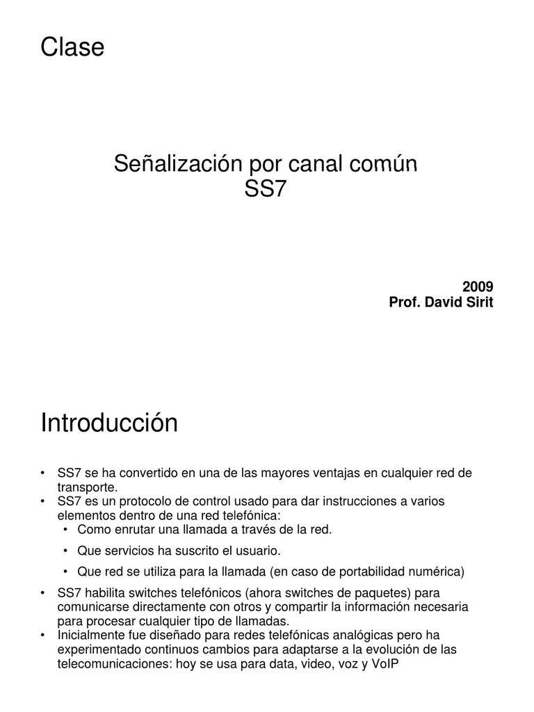 Clase SS7 Completo | PDF | Gsm | Protocolos de internet