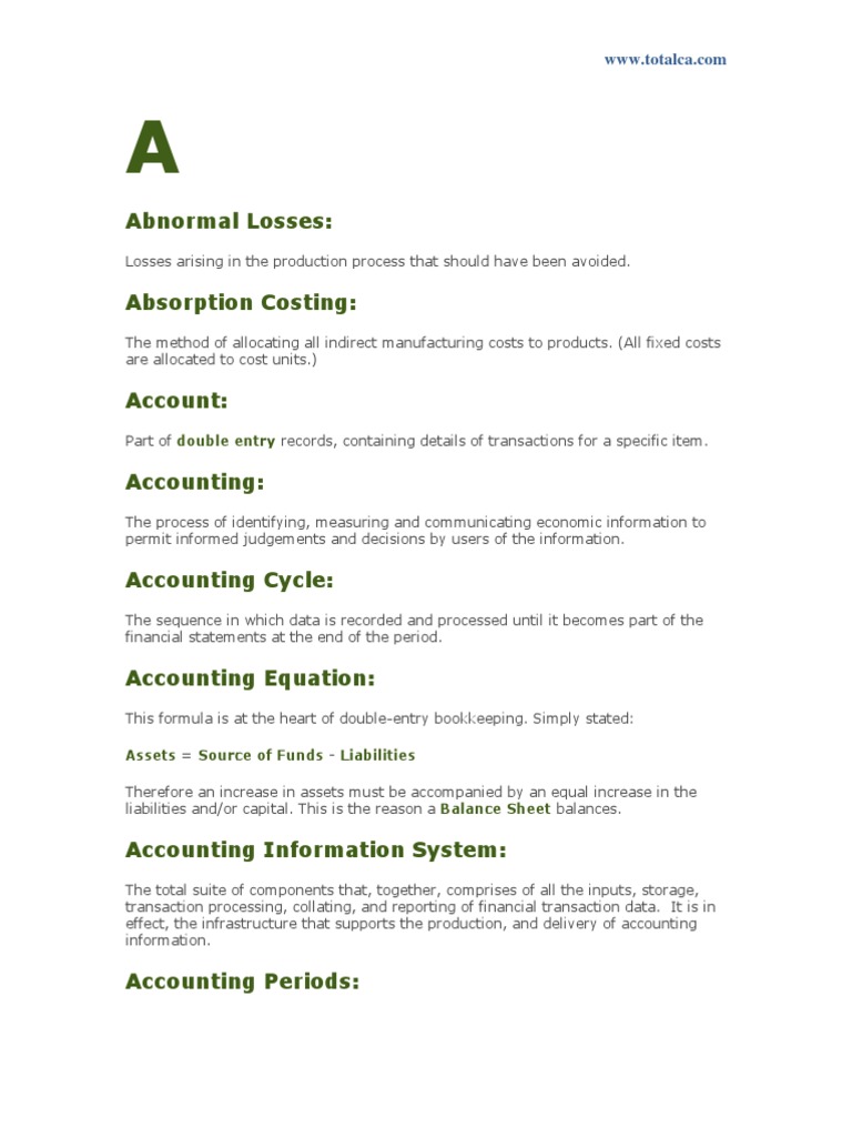 Accounting Glossary | PDF | Debits And Credits | Depreciation