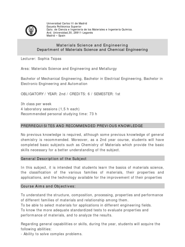 Department of Materials Science and Chemical Engineering | Download Free PDF | Solid | Materials ...