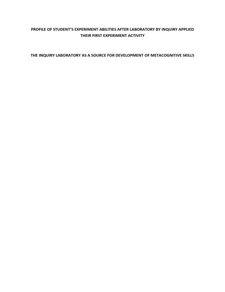 Student Experiment Skills Post-Inquiry Lab | PDF