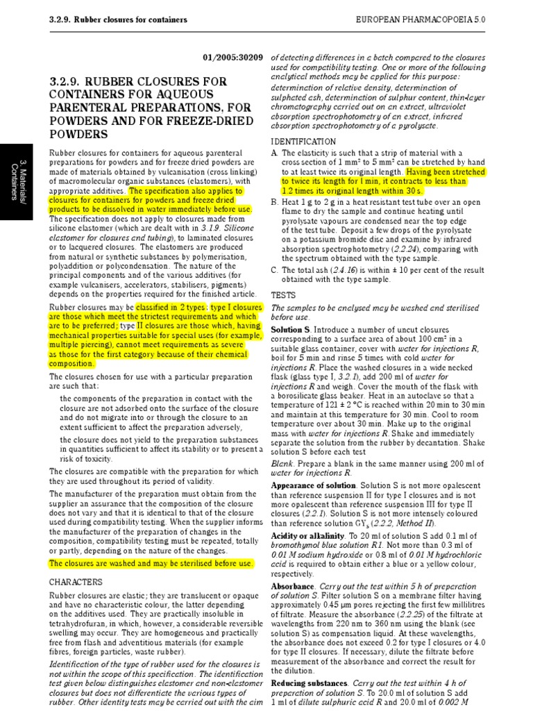 3.2.9. Rubber Closures For Containers For Aqueous Parenteral ...