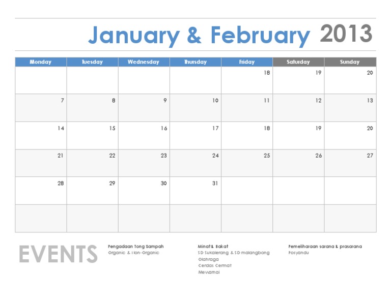 January-February 2013 Event Calendar | PDF