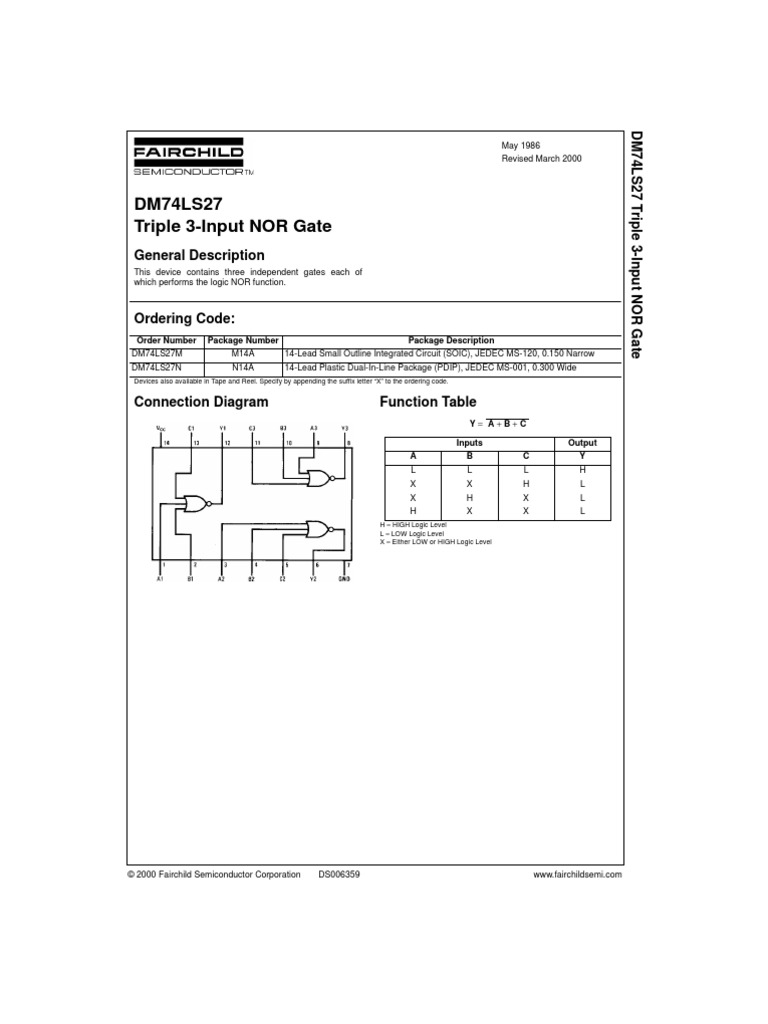 74LS27 | PDF | Logic Gate | Electromagnetism