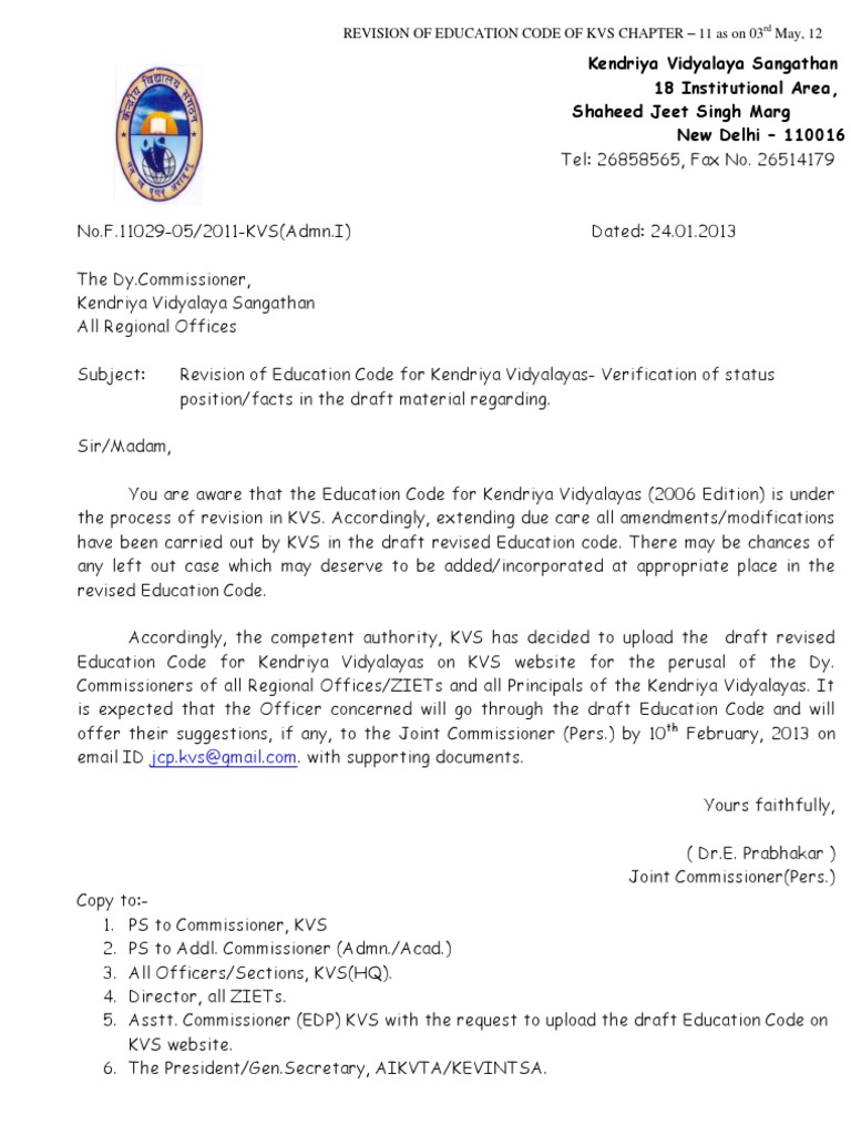 Revised Education Code by KVS 2013 | PDF | Chairman | Committee