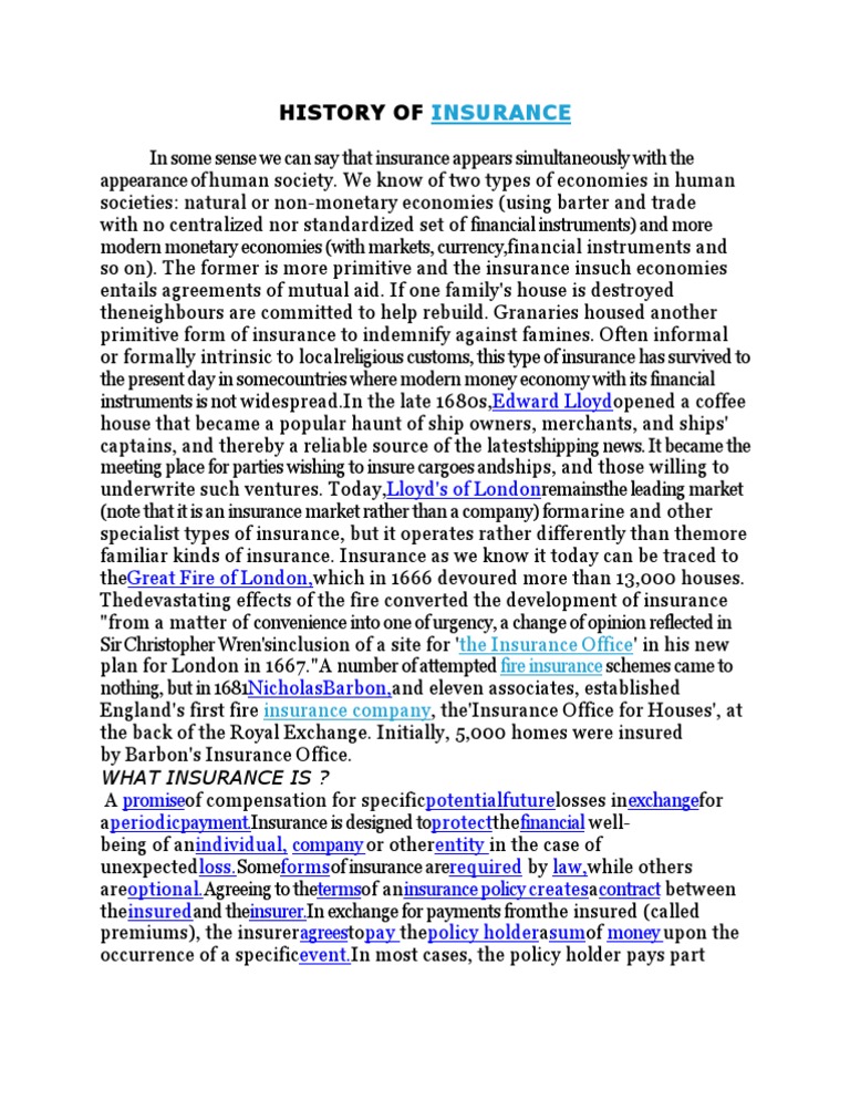 History Of: Insurance | PDF | Property Insurance | Insurance
