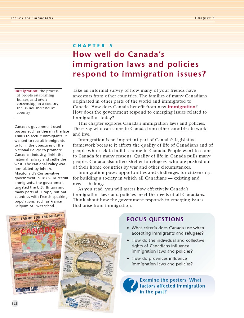 issues in canada ch 5 textbook | Immigration | Canada