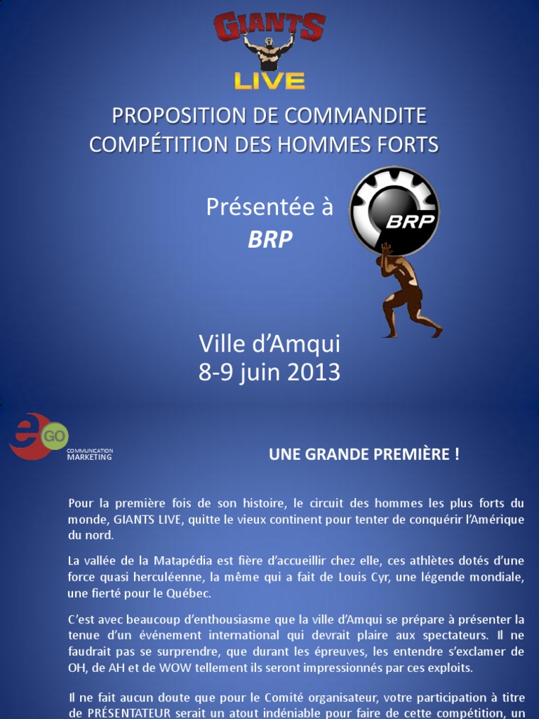 Présentation BRP - Giants Live | PDF | Athlétisme | Collecte de fonds