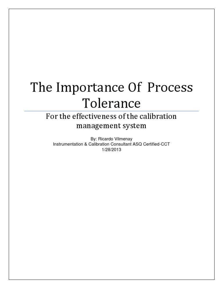 The Importance of The Process Tolerance For The Effectiveness of Any ...
