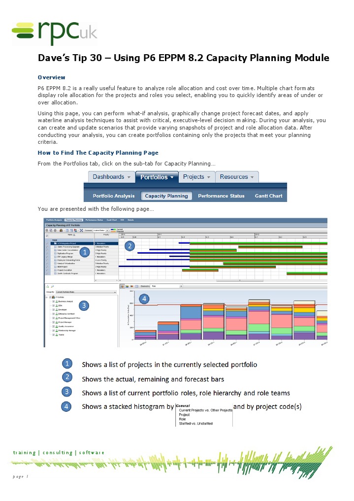 Dave's Tip 30 - Using P6 EPPM 8.2 Capacity Planning Module: TR Aining ...