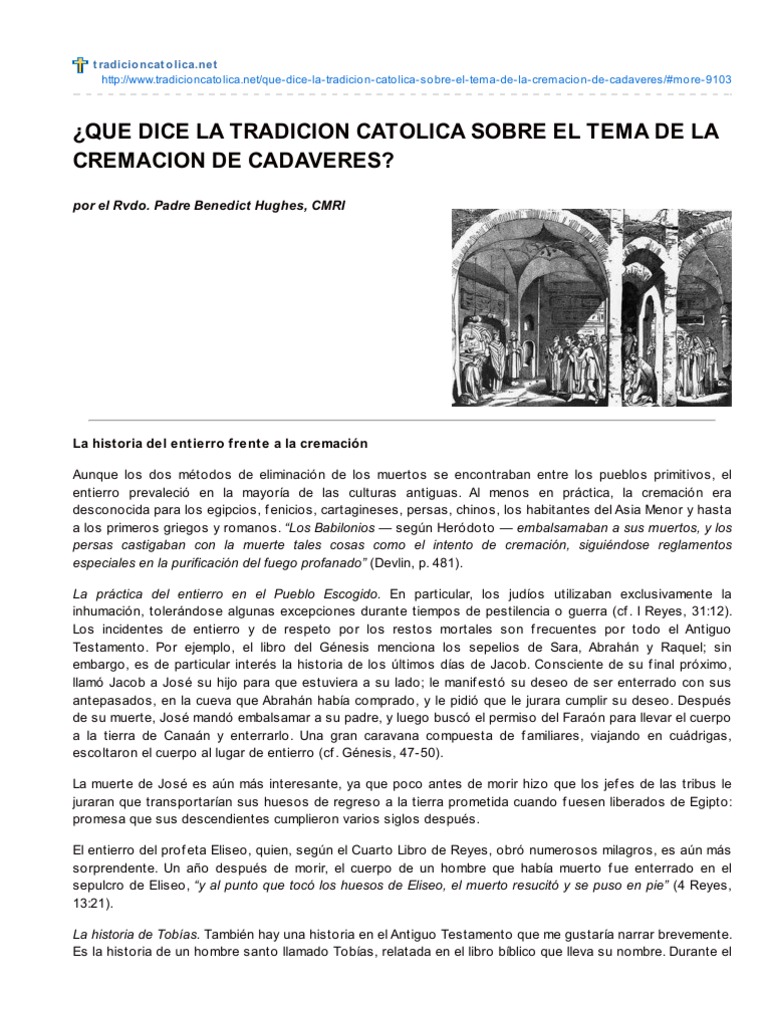 Tradición Católica: Cremación vs Entierro | PDF | Cremación | La ...