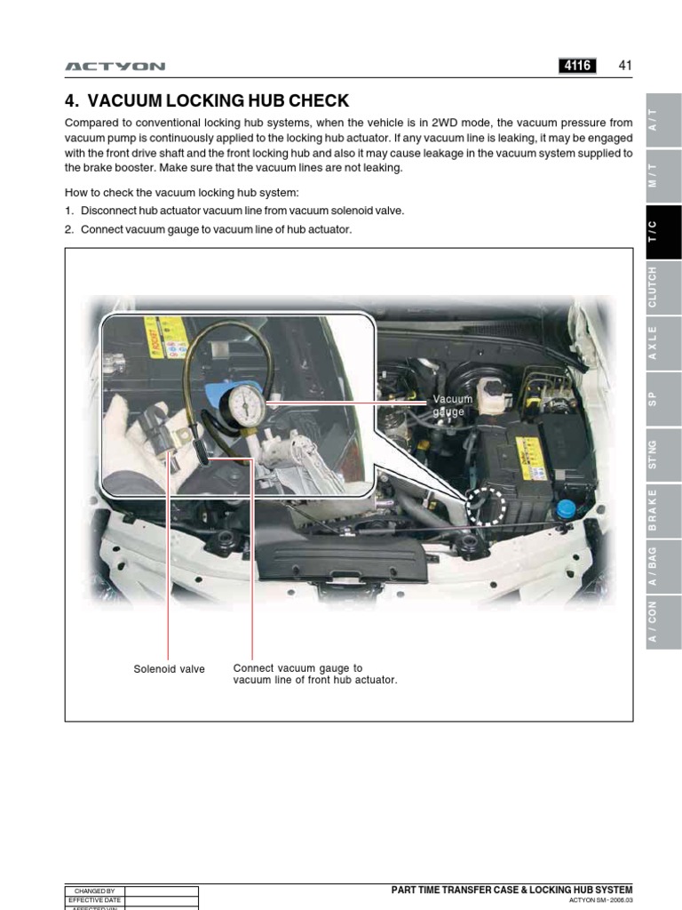 Vacuum Locking Hub Check: Connect Vacuum Gauge To Vacuum Line of Front ...