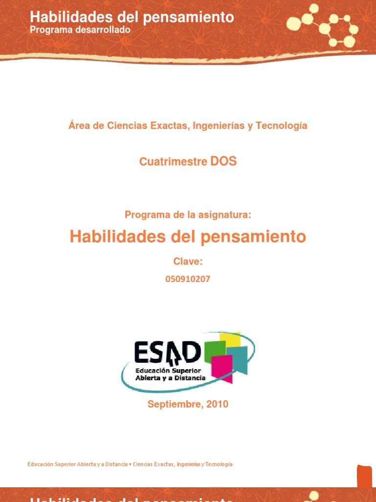 Habilidades Del Pensamiento | PDF