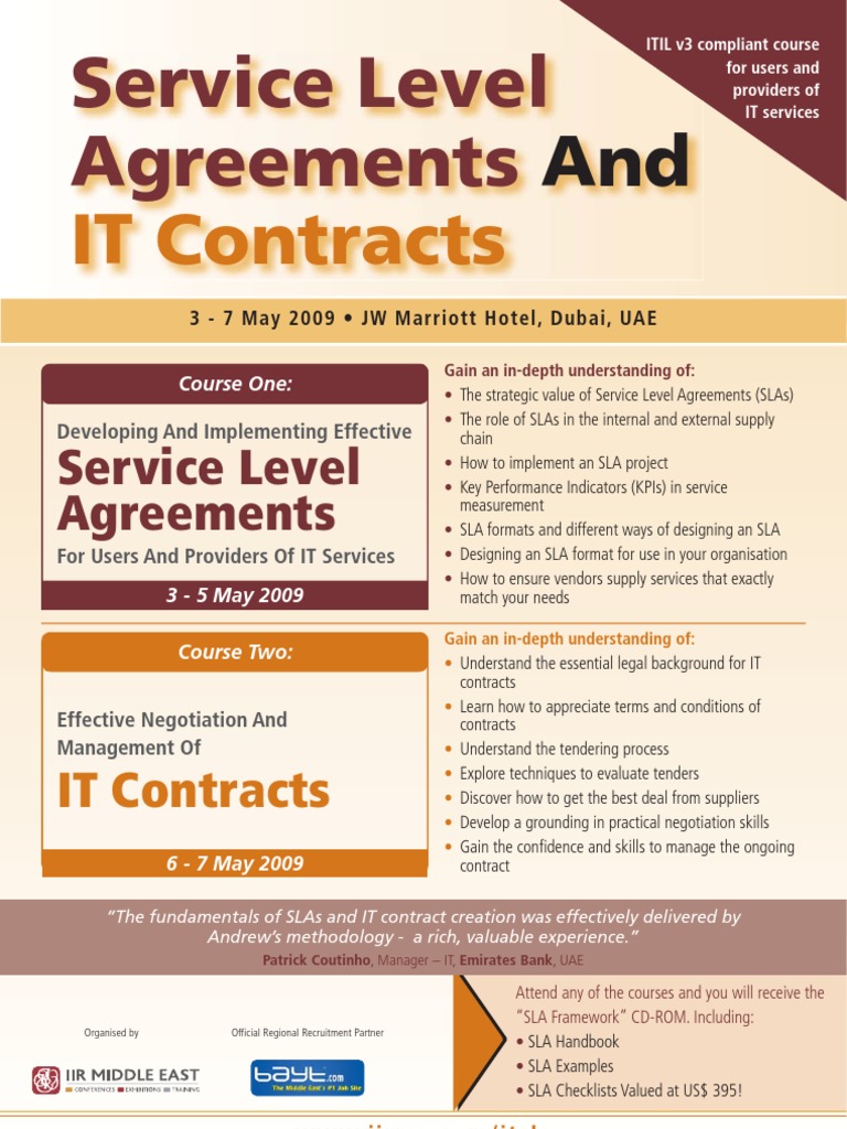 Service Level Agreements and IT Contracts | PDF | Service Level ...