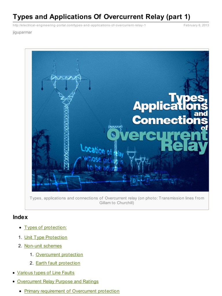 Types and Applications of Overcurrent Relay Part 1 | PDF | Relay ...
