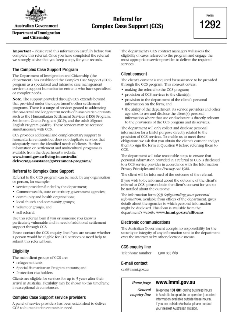 Referral For Complex Case Support (CCS) | PDF | Personally Identifiable ...