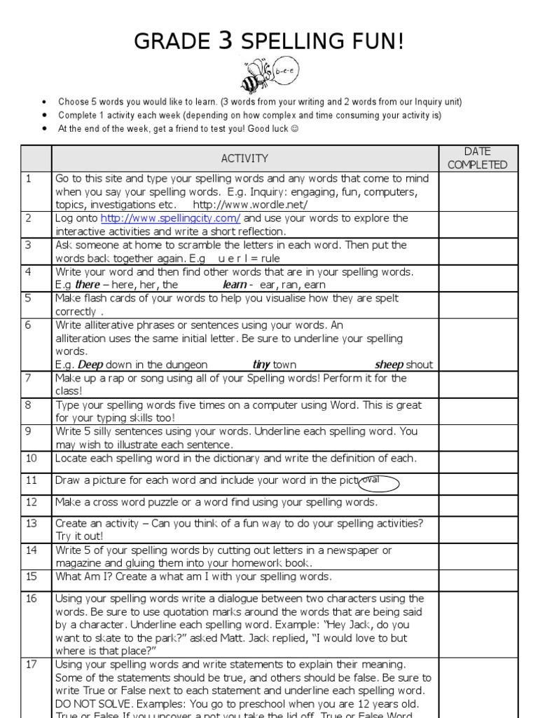 Grade 3 Spelling Fun | PDF | Spelling | Linguistics