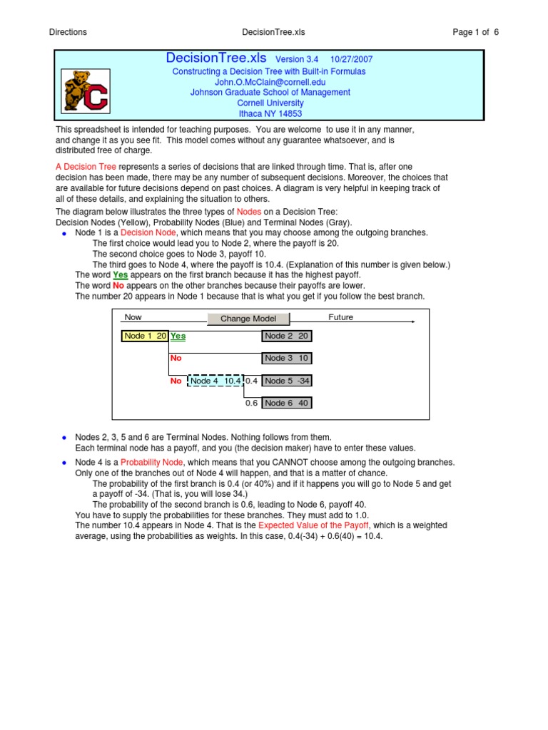 Decision Tree Construction Guide | PDF | Microsoft Excel | Computing