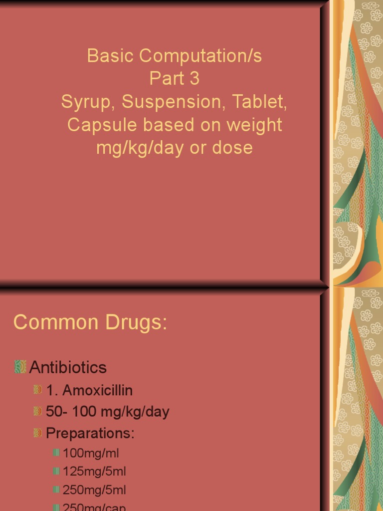 Dosage Calculations for Common Medications | PDF