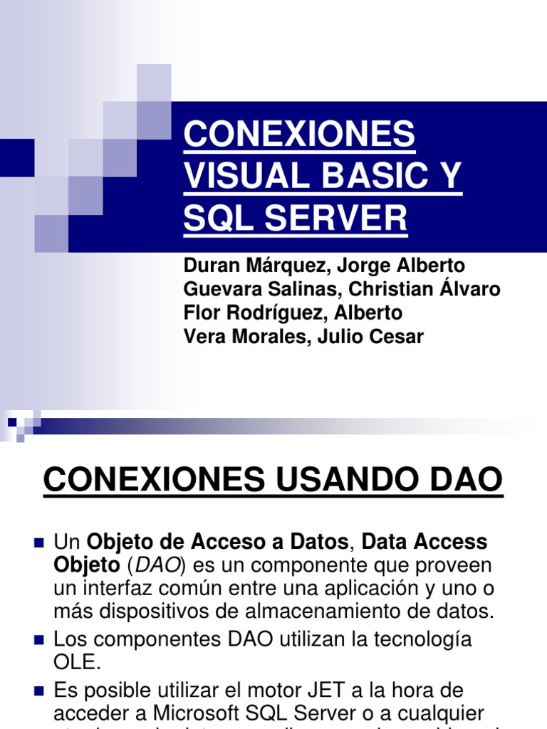 Conexiones Visual Basic y SQL Server | PDF | Active X Data Objects | Servidor SQL de Microsoft