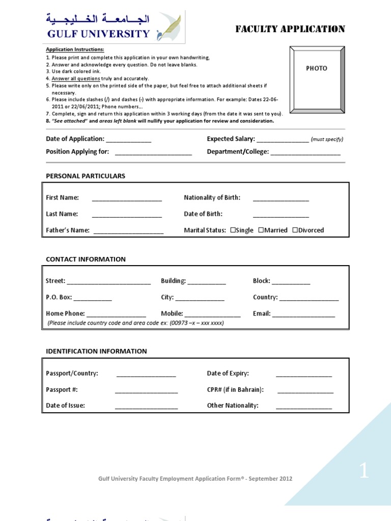 Faculty Application Form | PDF | Application Software | Labour