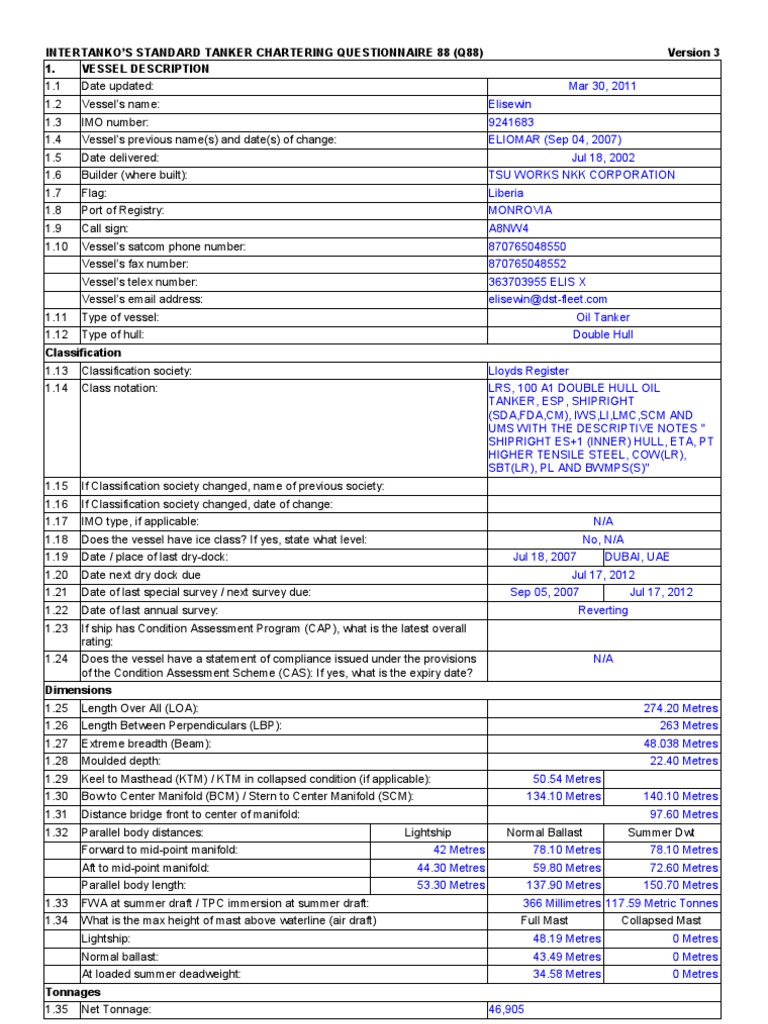 Elisewin_Q88 | Tonnage | Oil Tanker