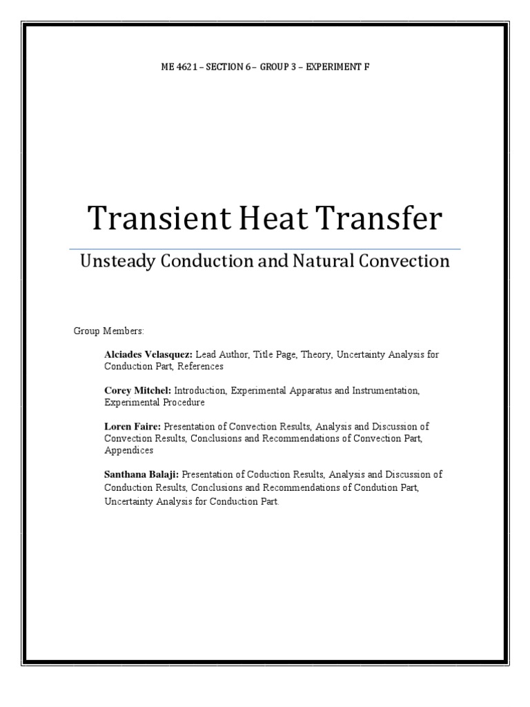 Transient Heat Transfer Experiment | PDF | Heat Transfer | Convection