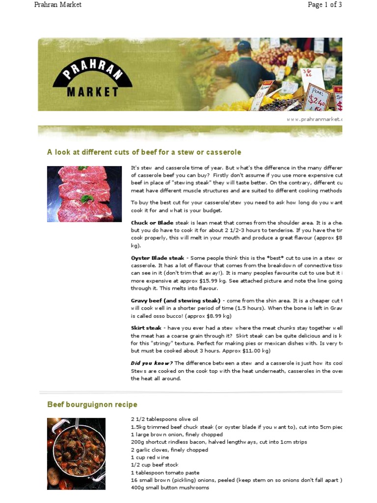 2011 June in Prahran Market | PDF | Roasting | Beef