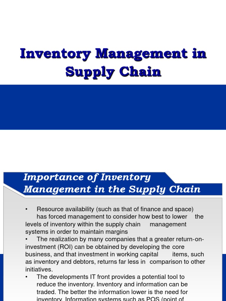 Inventory Management in Supply Chain | PDF | Inventory | Supply Chain