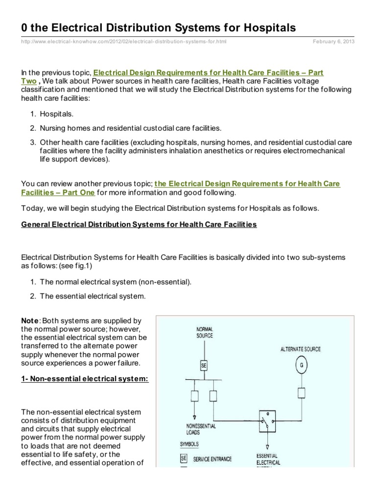 0 The Electrical Distribution Systems For Hospitals PDF | PDF ...