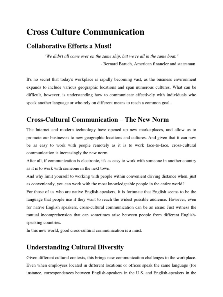 Article Cross Culture Communication | PDF | Cross Cultural ...