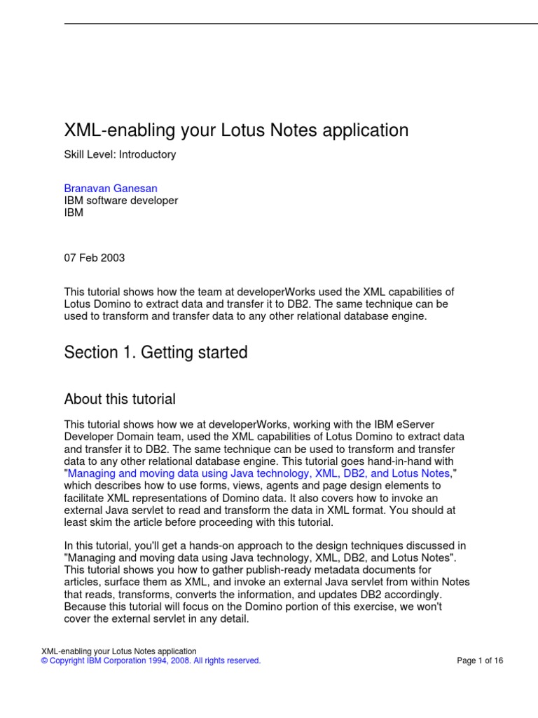 XML-Enabling Your Lotus Notes Application | PDF | Ibm Notes | Xslt