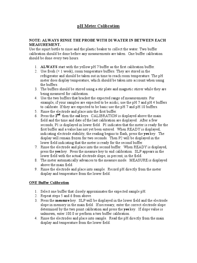 PH Meter Calibration PDF | PDF | Ph | Buffer Solution