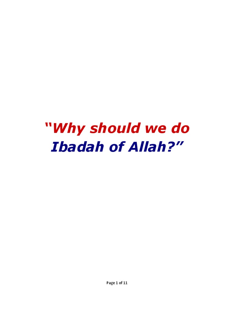 Importance of Ibadah in Islam | PDF | Muhammad | Afterlife
