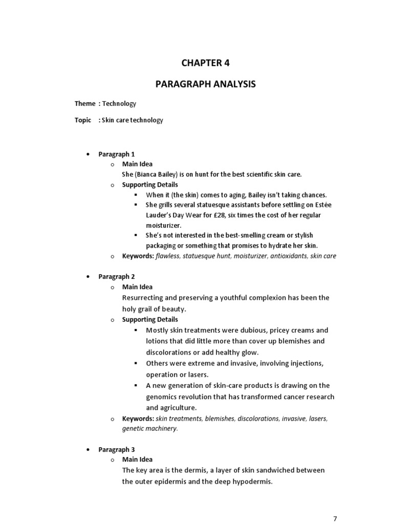 CHAPTER 4 Paragraph Analysis | PDF | Skin | Cosmetics