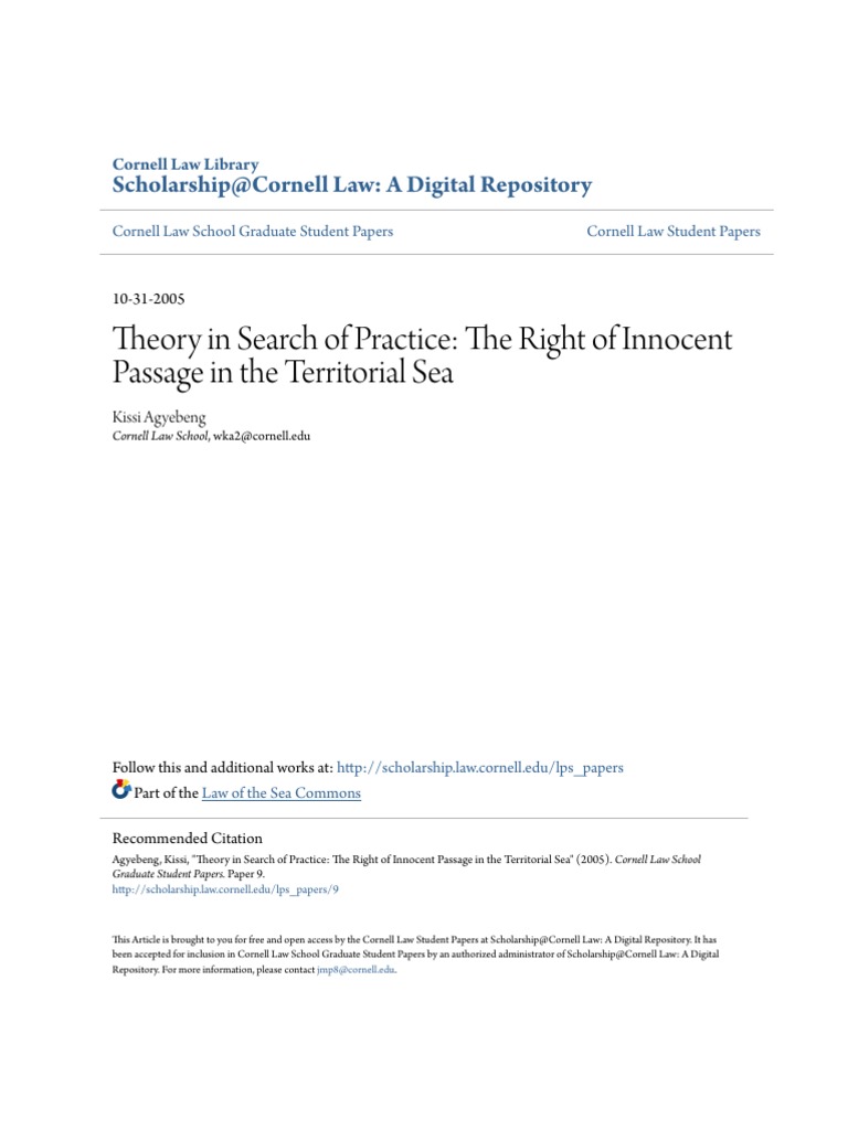Theory in Search of Practice- The Right of Innocent Passage in Th ...