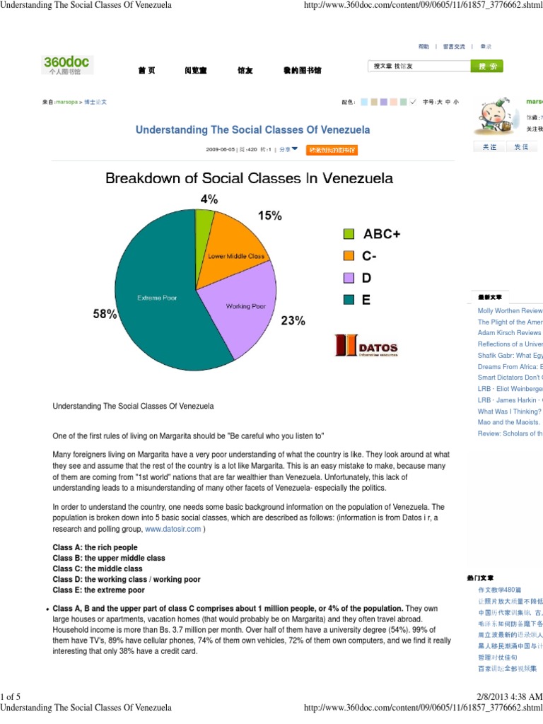 Understanding The Social Classes of Venezuela | PDF | Hugo Chávez ...