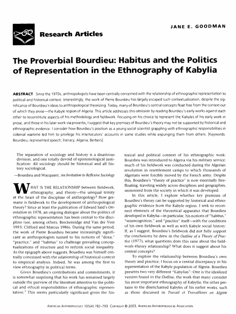 Jane Goodman | PDF | Field Research | Ethnography