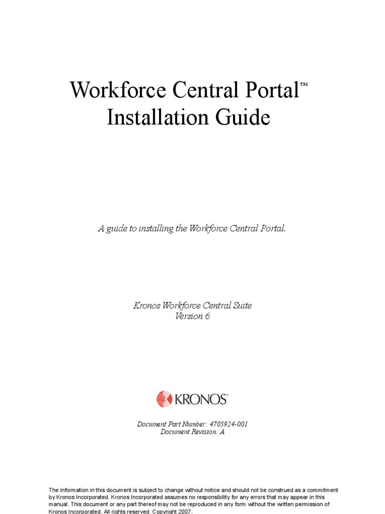 Kronos WFC Portal v6 - 0 Installation Guide-Portal PDF | PDF | Share ...