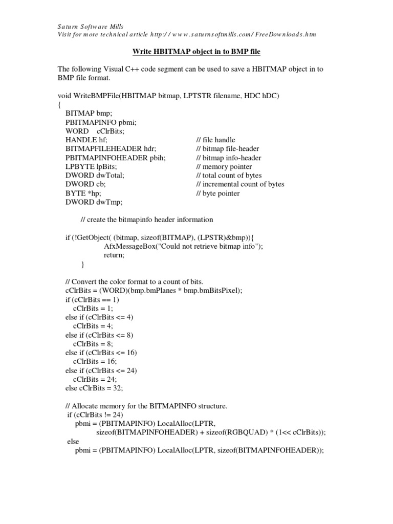 Save HBITMAP as BMP in C++ | PDF | Data | Digital Technology