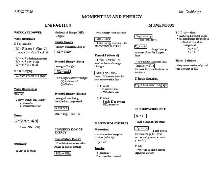 Momentum and Energy in Physics 30 | PDF | Teaching Methods & Materials ...
