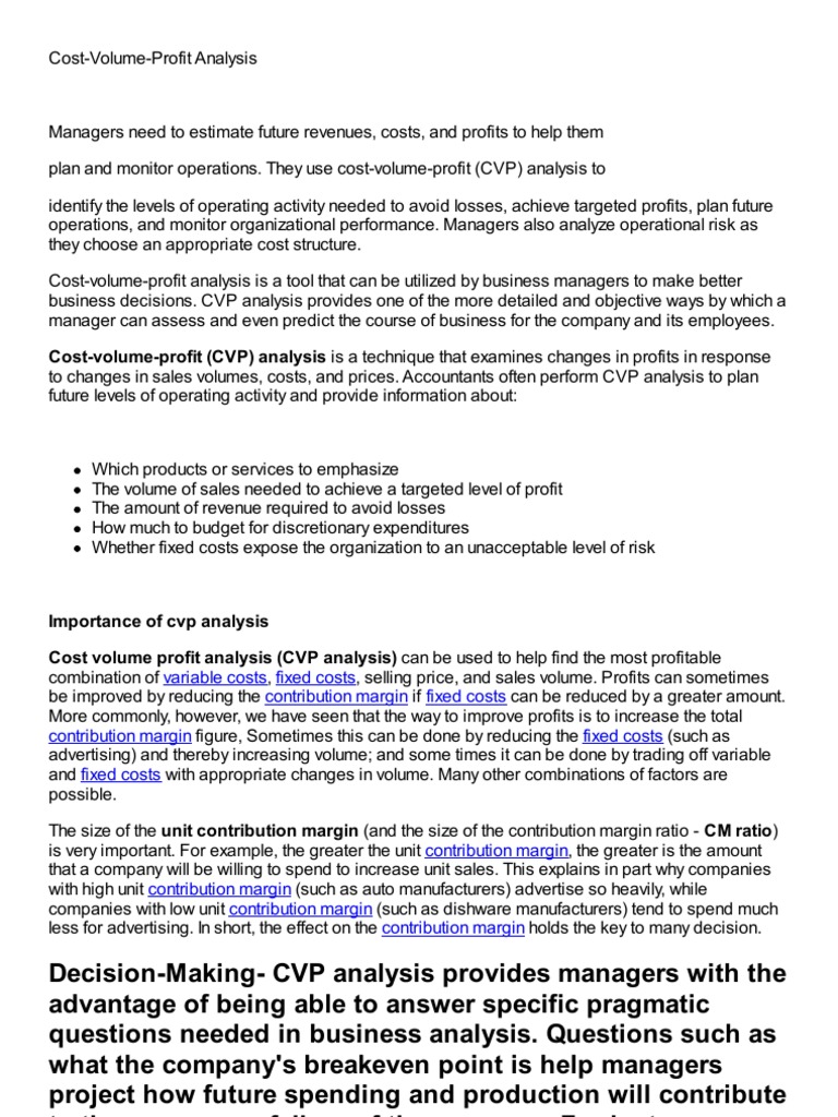 cvp analysis | Profit (Accounting) | Management Accounting