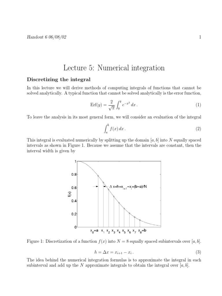 Lecture 5: Numerical Integration: Discretizing The Integral | Download Free PDF | Integral ...