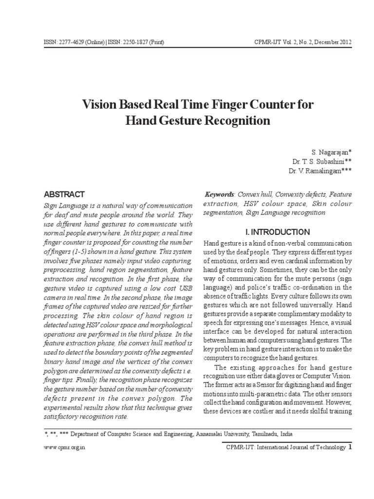 Vision Based Real Time Finger Counter For Hand Gesture Recognition ...