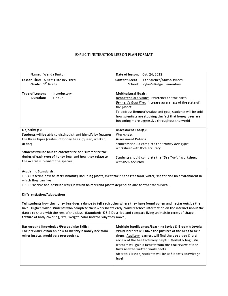 Bee Lesson Plan 2 Used in Portfolio | PDF | Honey Bee | Insects And Humans