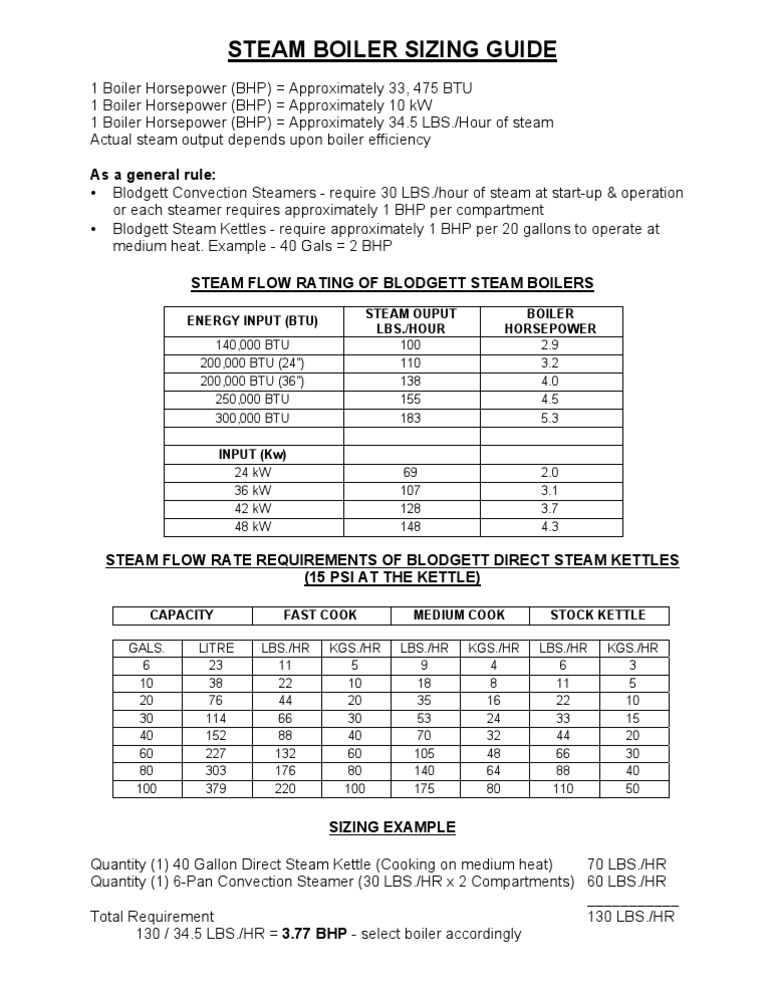Steam Boiler Sizing Guide | PDF