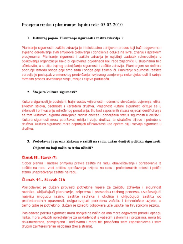 Procjena Rizika I Planiranje Odgovori | PDF