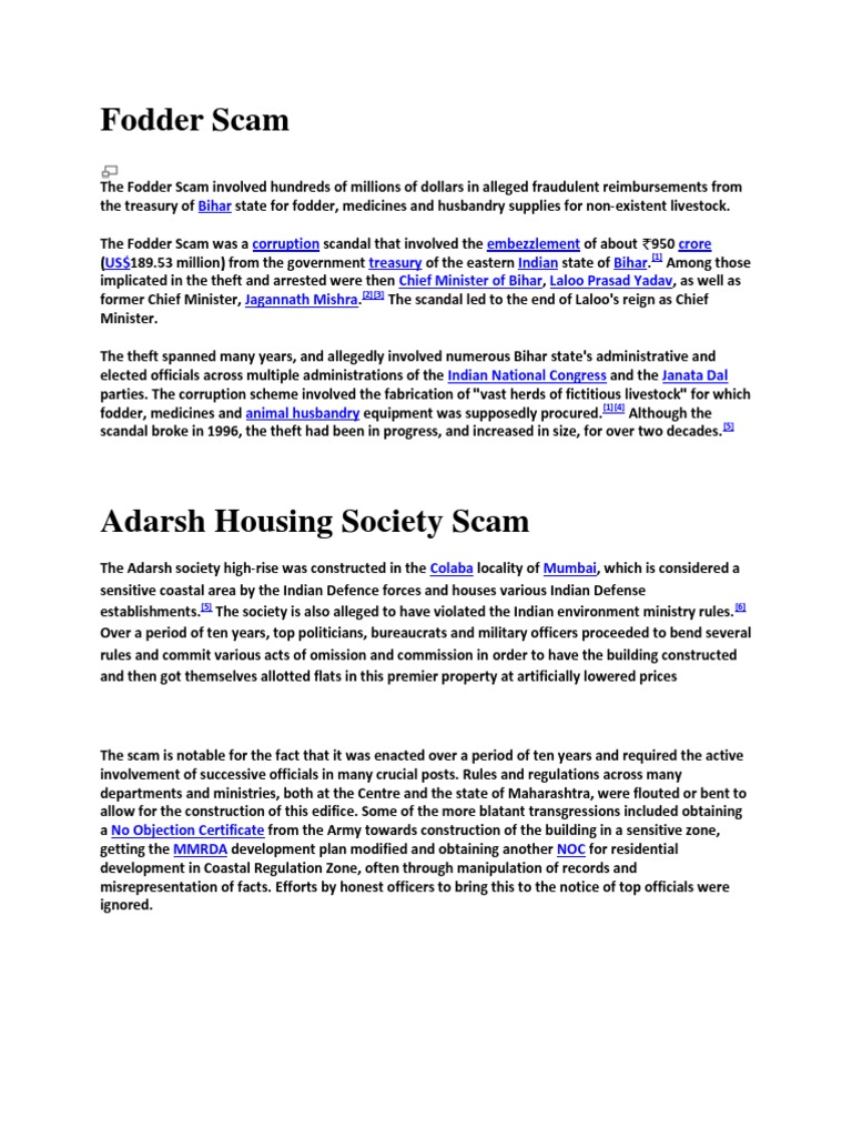 Fodder Scam | PDF | Corruption | Economies
