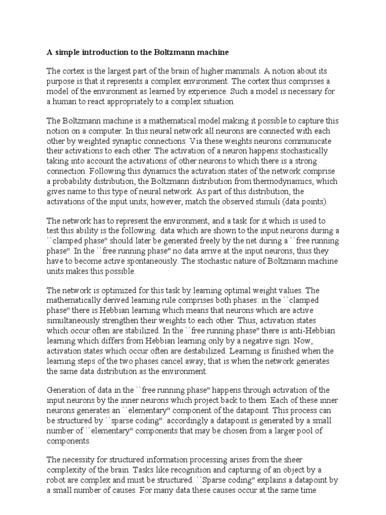 Introduction To Boltzmann Learning | PDF | Artificial Neural Network ...